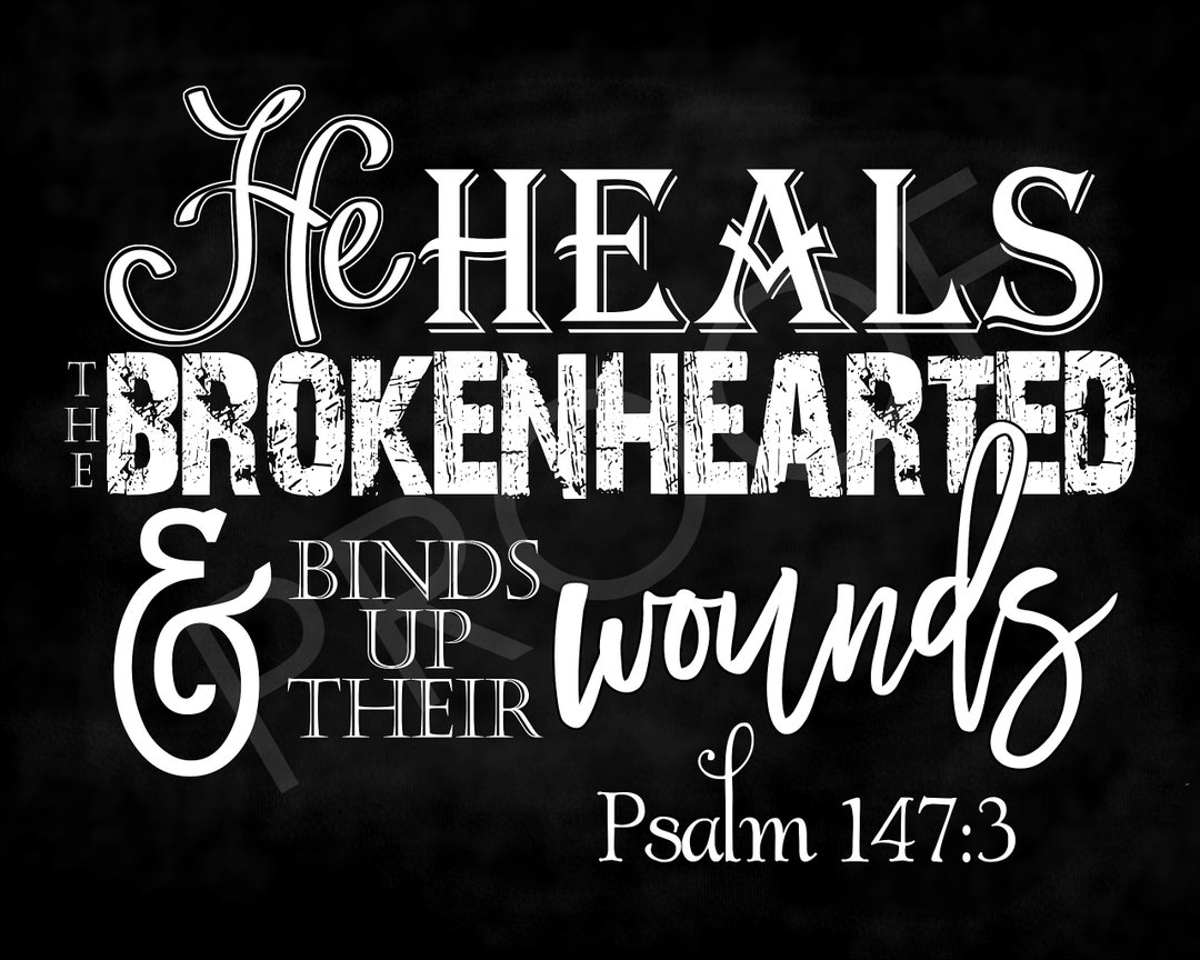 Scripture Art - Psalm 147:3 ~ Chalkboard Style - Etsy
