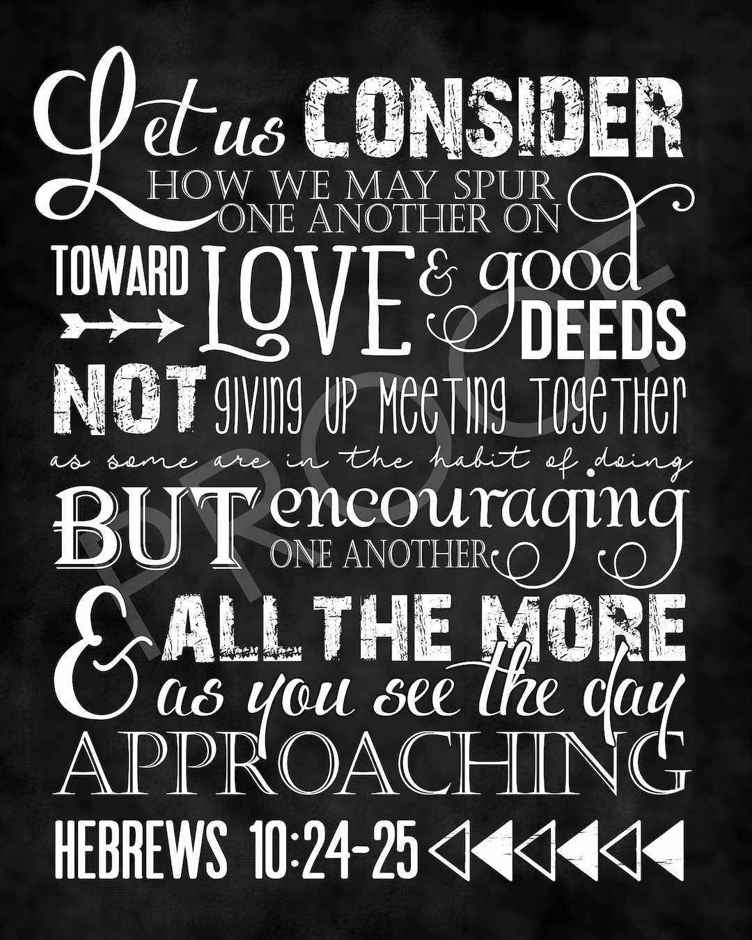 Scripture Art - Hebrews 10:24-25 ~ Chalkboard Style - Etsy