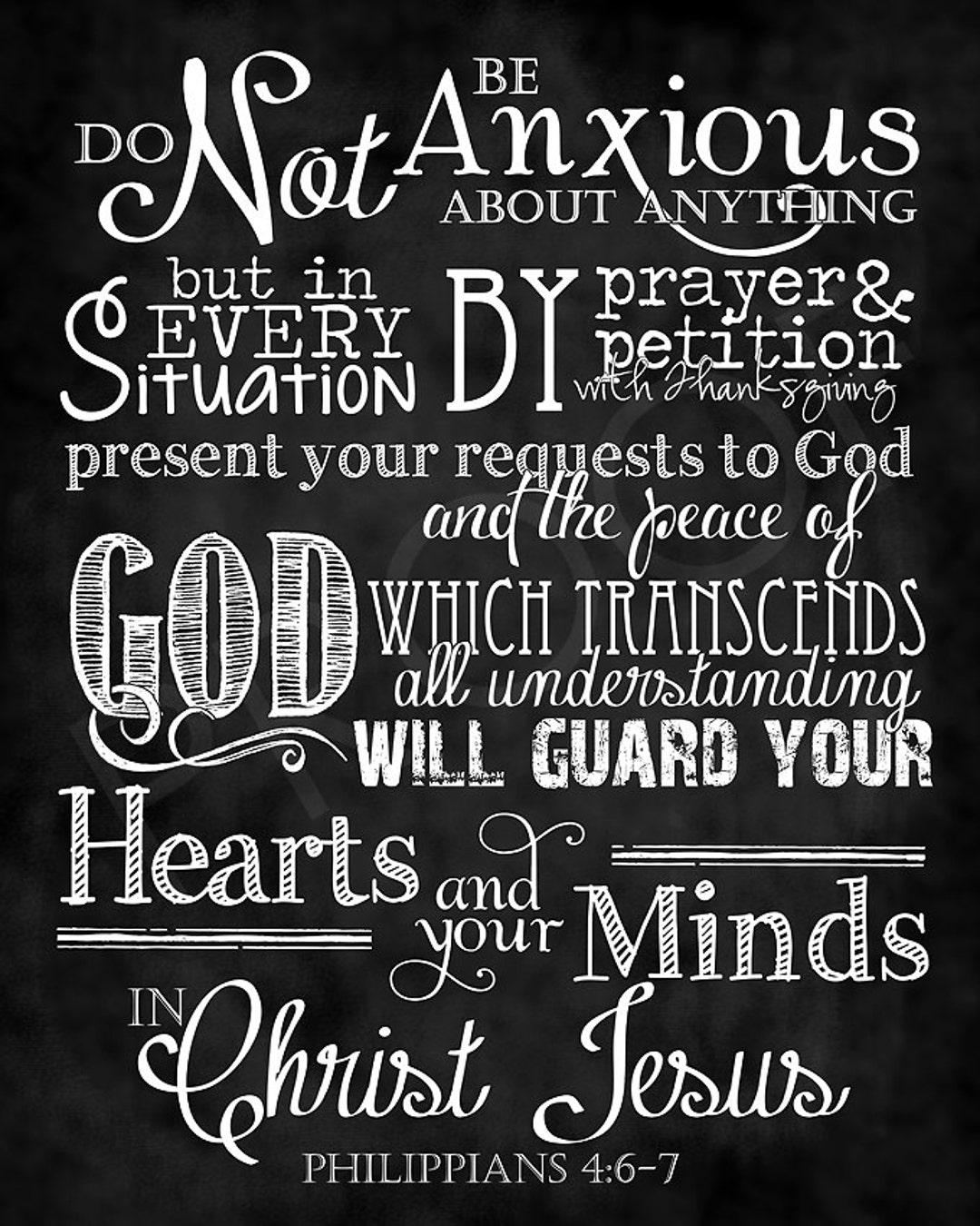 Scripture Art - Philippians 4:6-7 ~ Chalkboard Style - Etsy