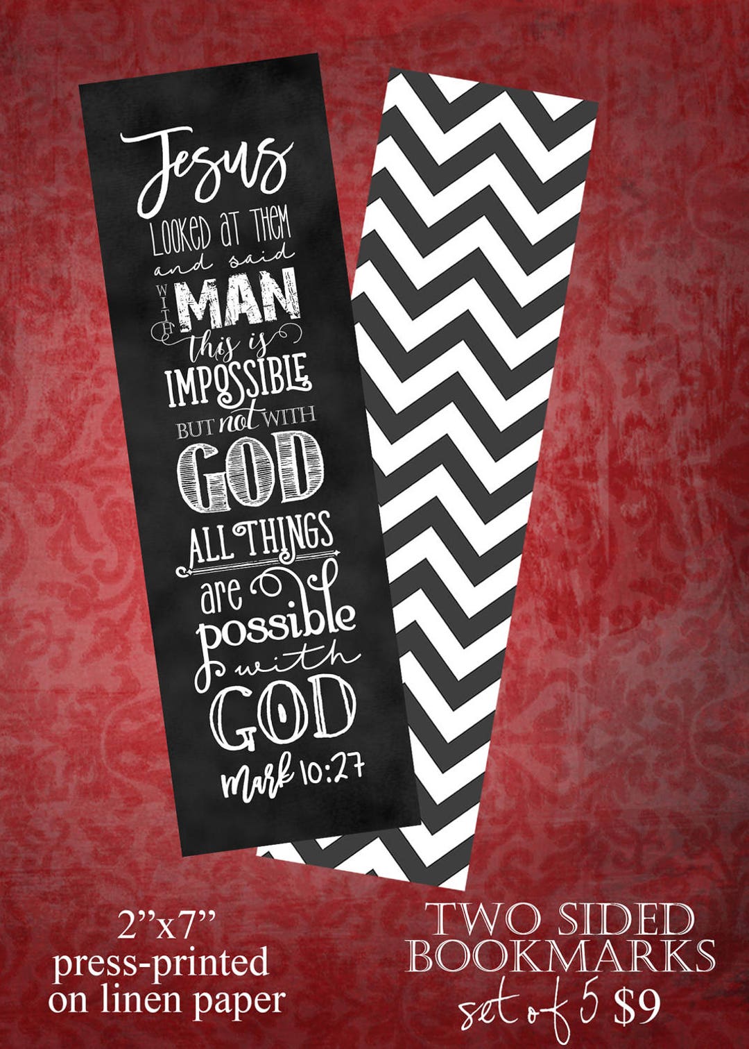 Set of 5 Bookmarks Mark 10:27 - Etsy