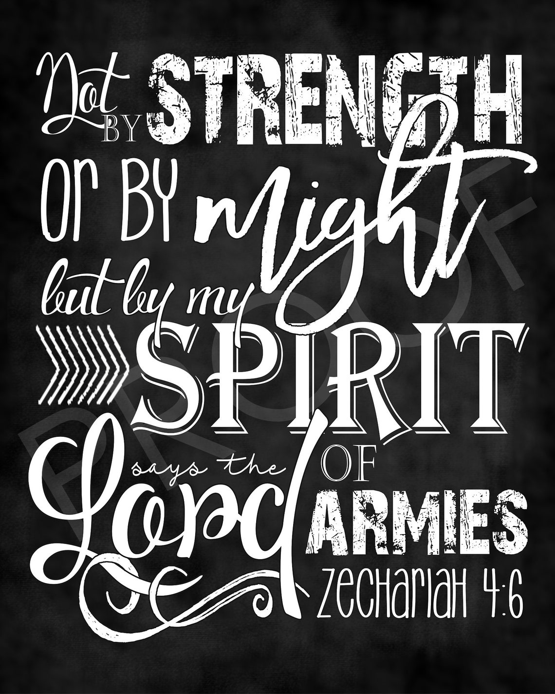 Scripture Art Zechariah 4:6 Chalkboard Style - Etsy