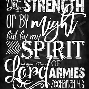 Scripture Art - Zechariah 4:6 ~ Chalkboard Style - Etsy