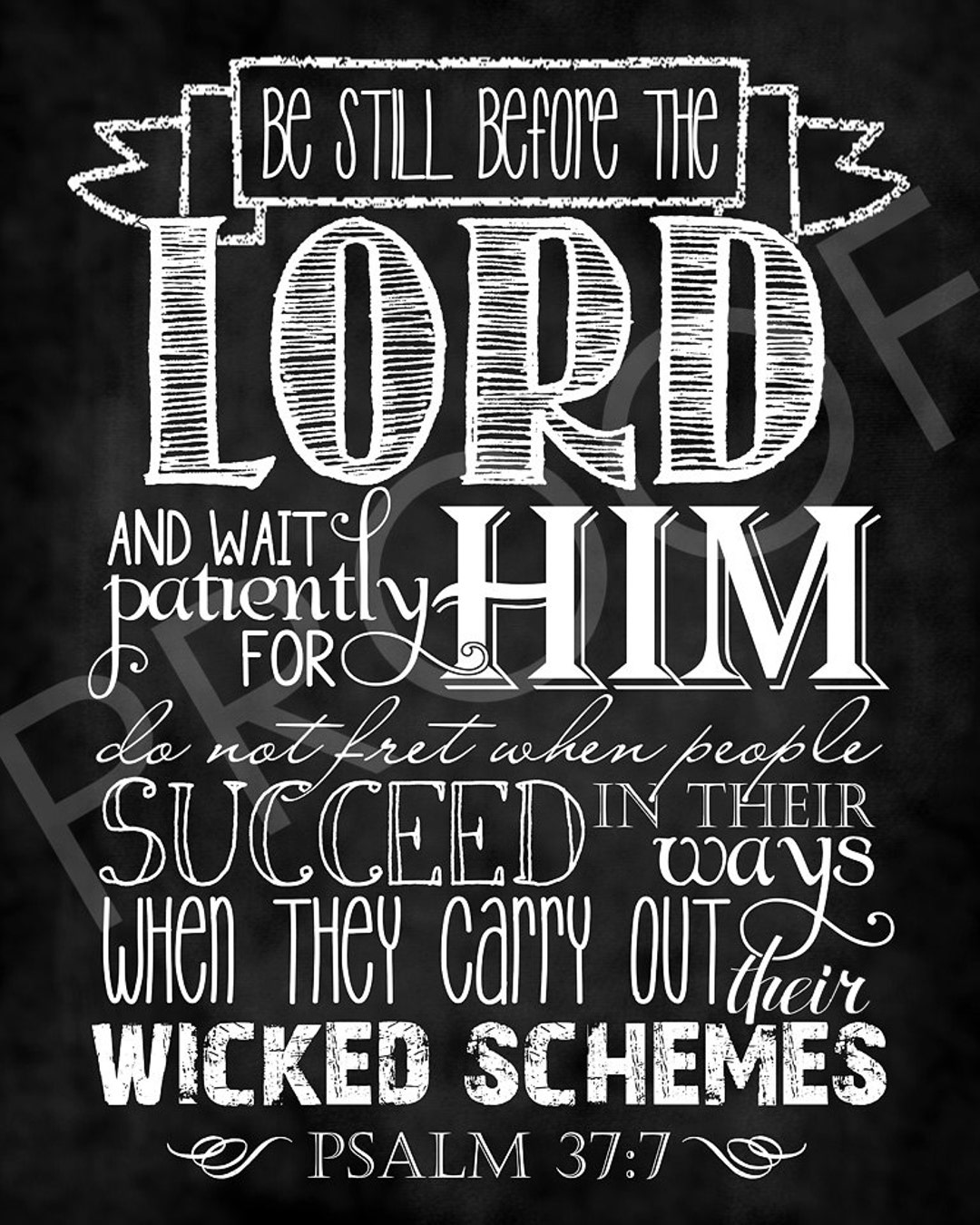 Scripture Art - Psalm 37:7 ~ Chalkboard Style - Etsy