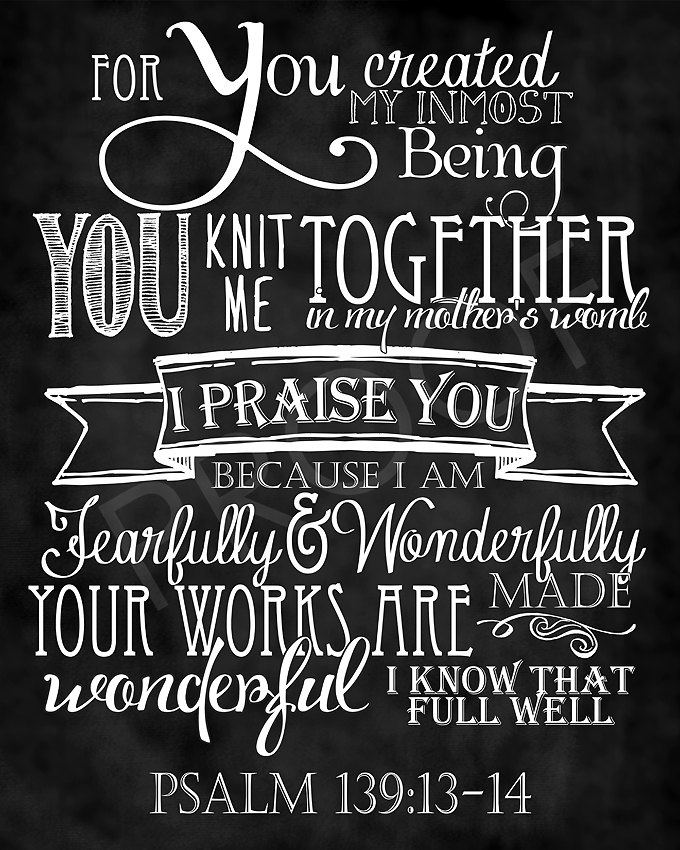 Scripture Art - Psalm 139:13-14 ~ Chalkboard Style - Etsy