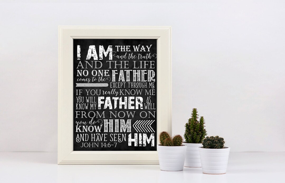 Scripture Art - John 14:6-7 ~ Chalkboard Style - Etsy