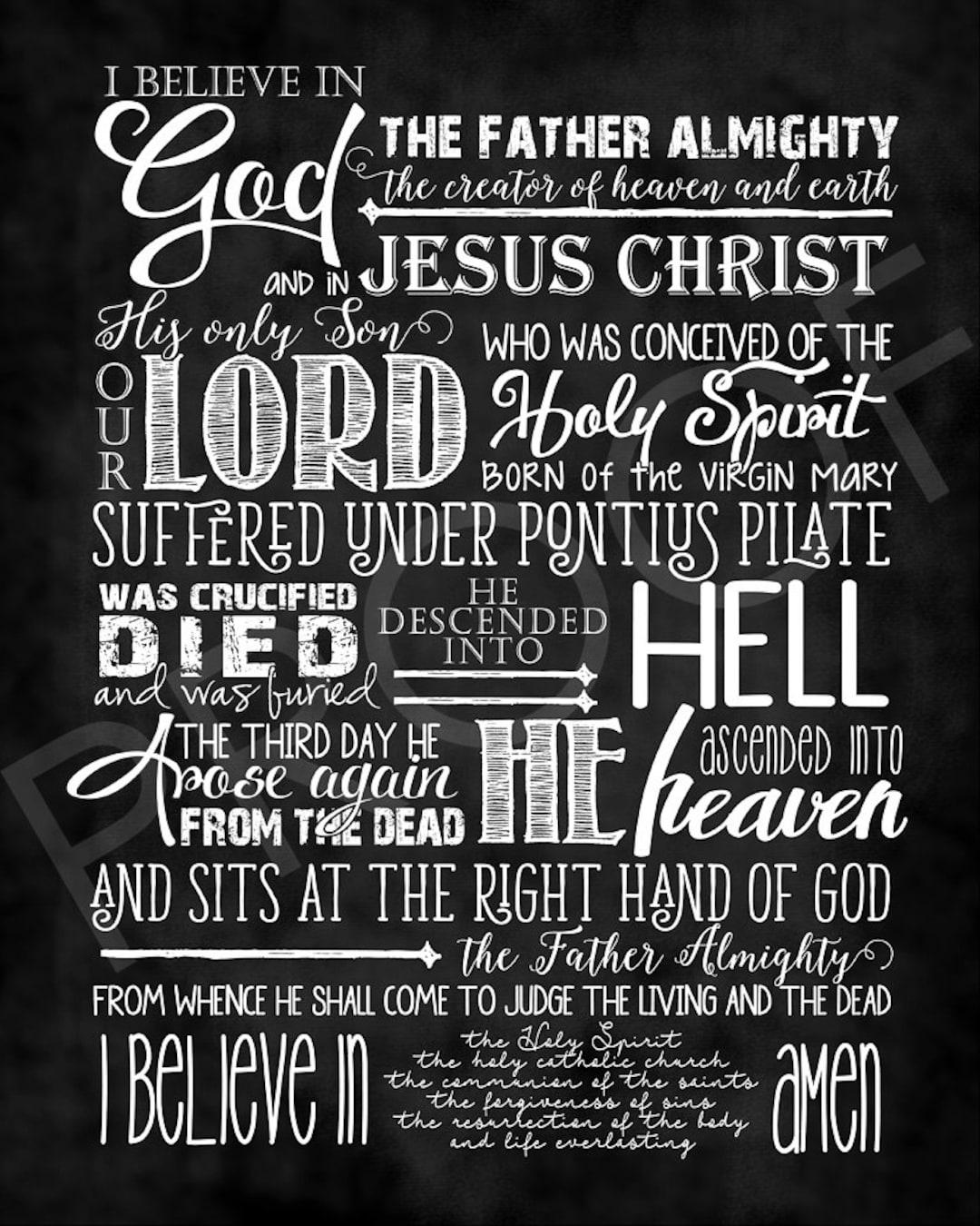 Scripture Art - the Apostle's Creed ~ Chalkboard Style - Etsy