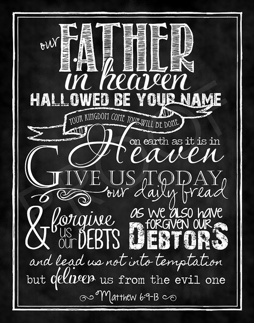 Scripture Art - Matthew 6:9-13 Chalkboard Print "the Lord's Prayer" - Etsy