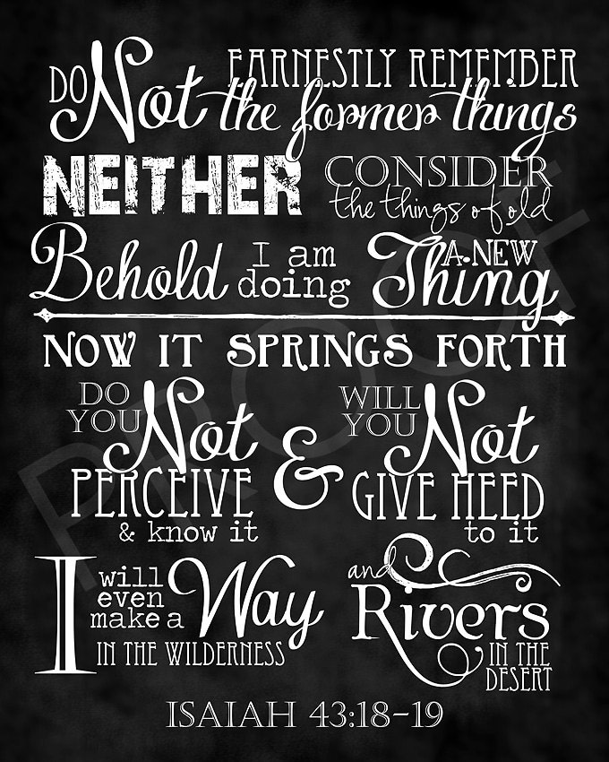 Scripture Art Isaiah 43:18-19 Chalkboard Style | Etsy