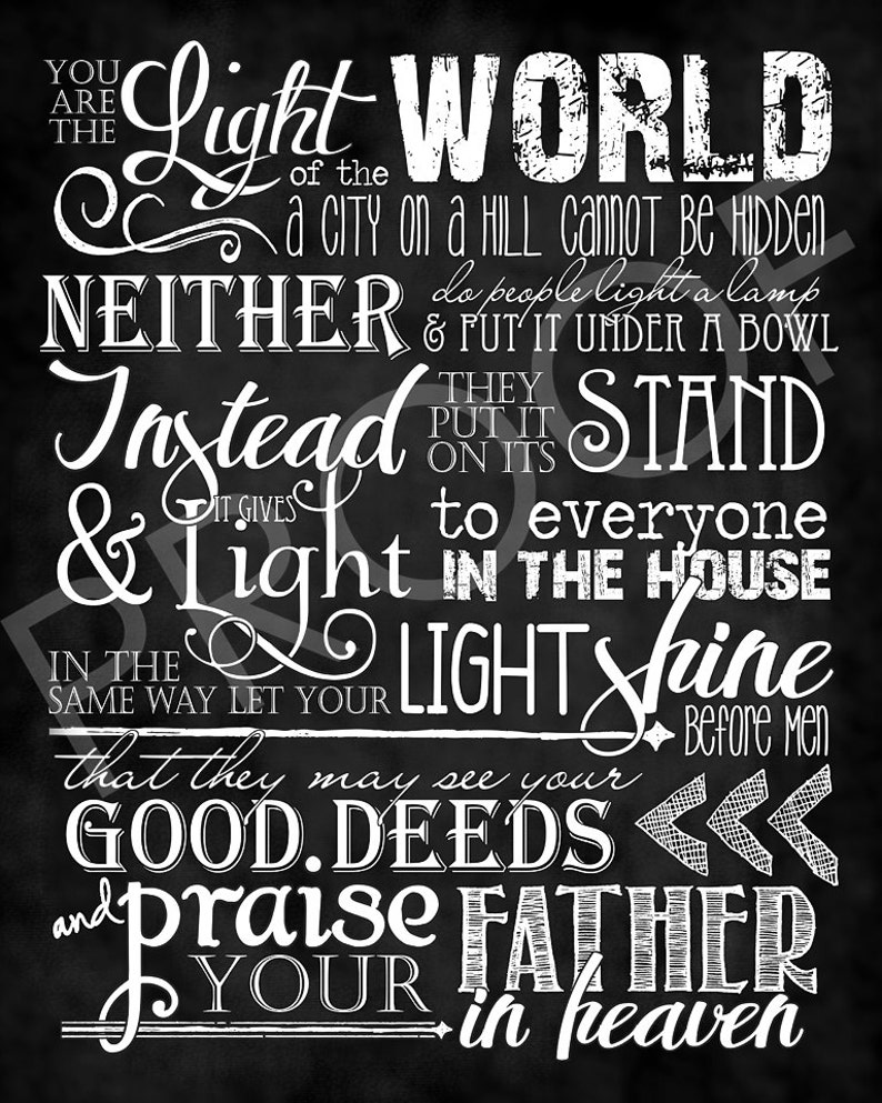 Scripture Art Matthew 5 14 16 Chalkboard Style Etsy