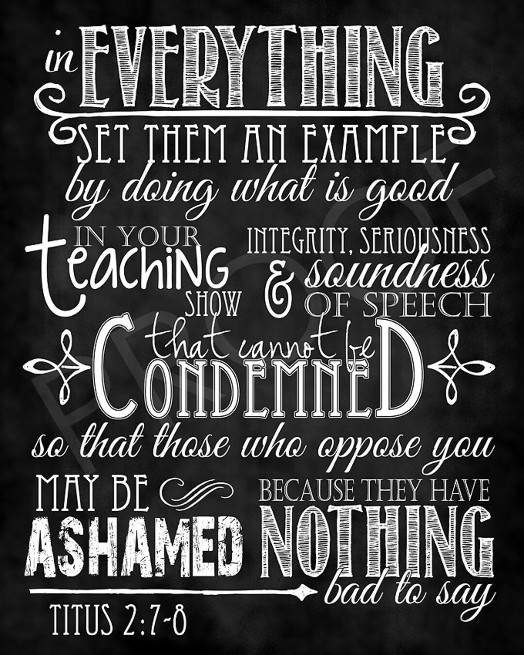 Scripture Art - Titus 2:7-8 ~ Chalkboard Style - Etsy