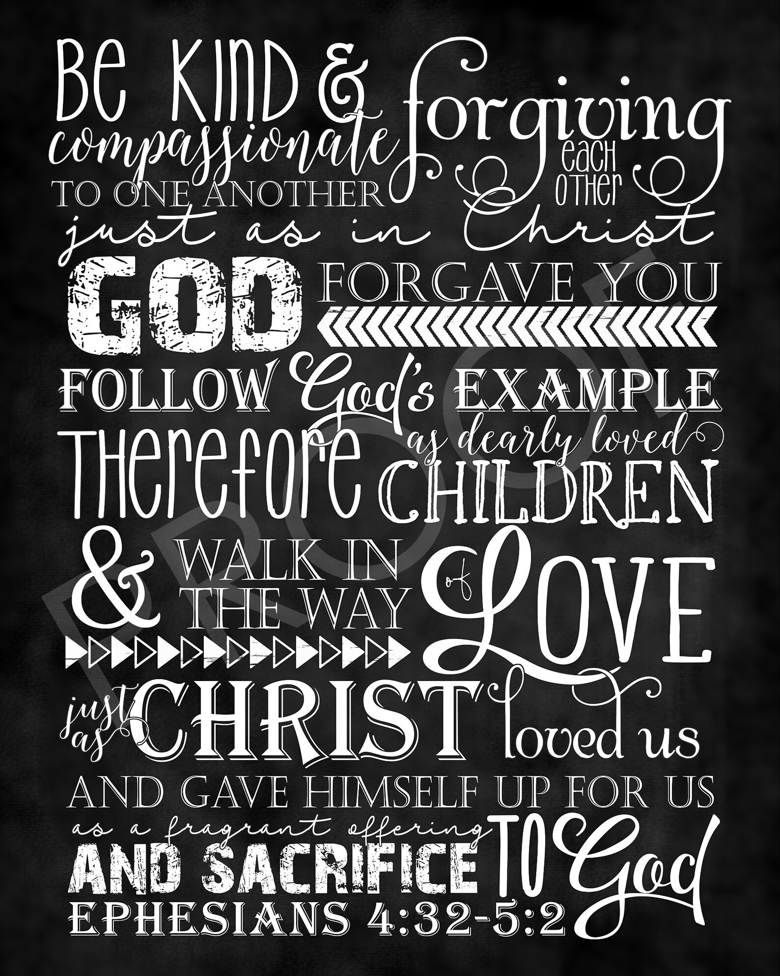 Scripture Art Ephesians 4_32 to 5_2 Chalkboard Style - Etsy