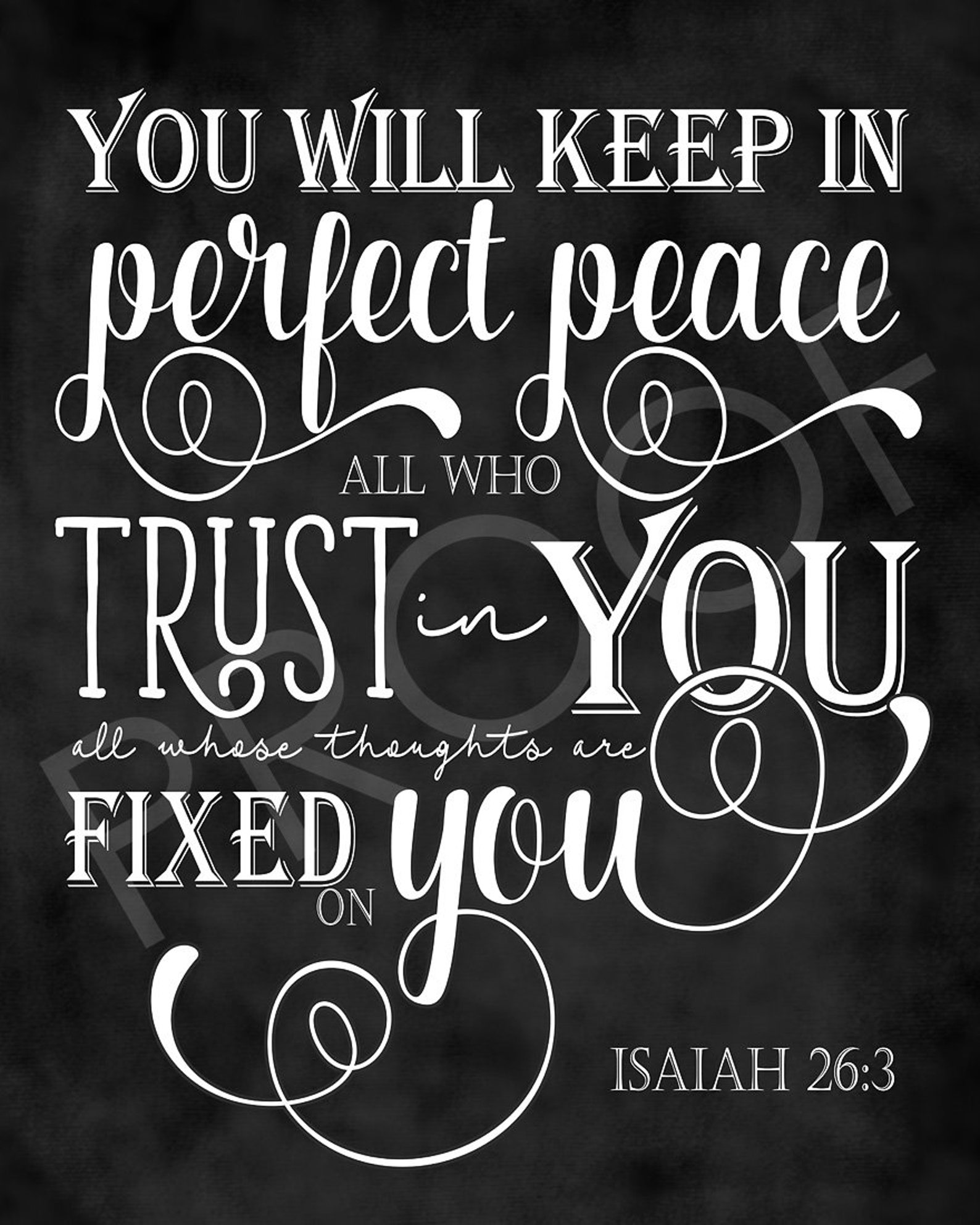 Scripture Art Isaiah 26:3 Chalkboard Style - Etsy