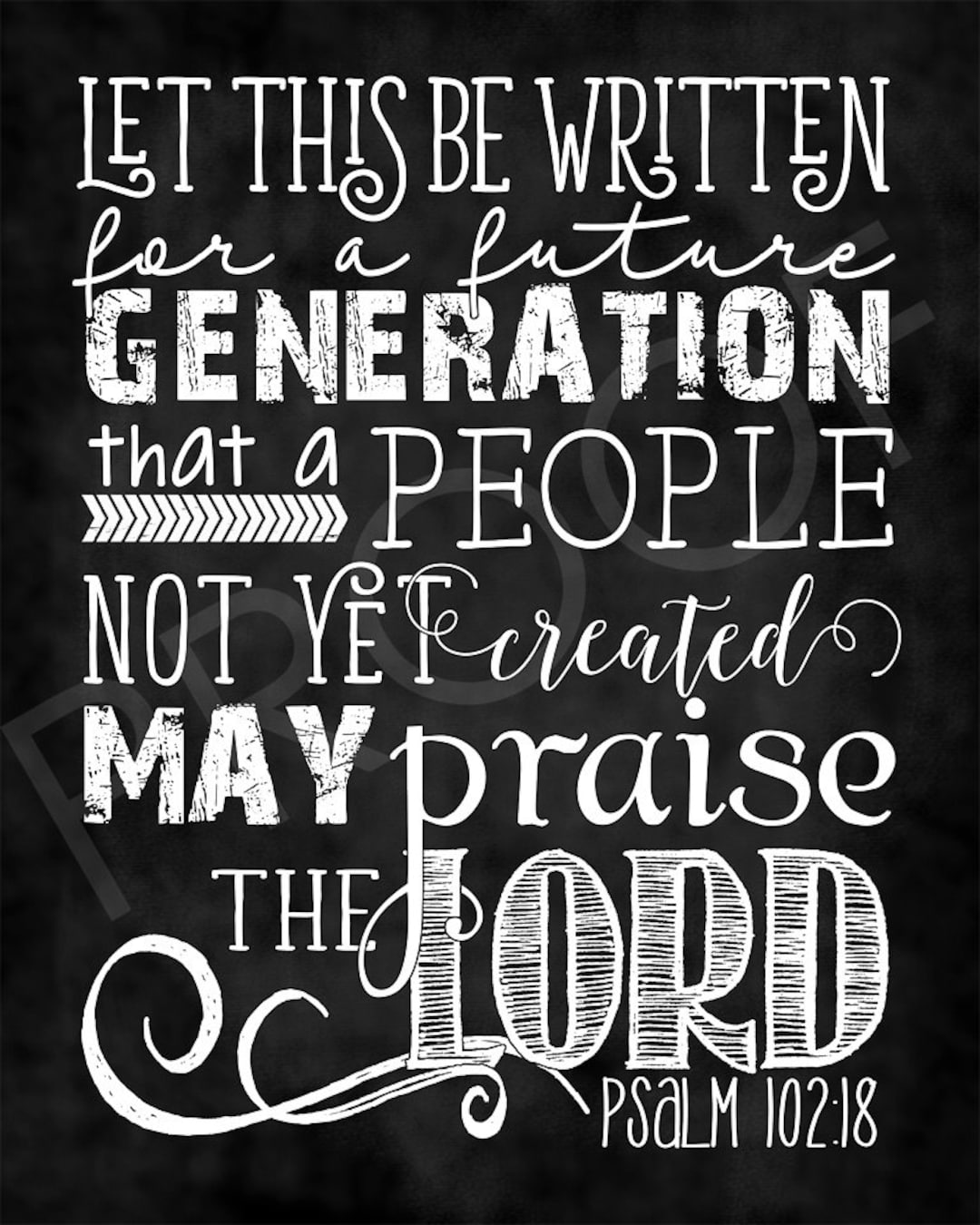 Scripture Art - Psalm 102:18 ~ Chalkboard Style - Etsy