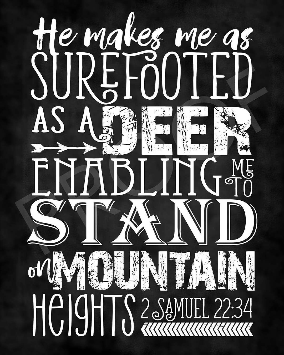 Scripture Art - 2 Samuel 22:34 ~ Chalkboard Style - Etsy