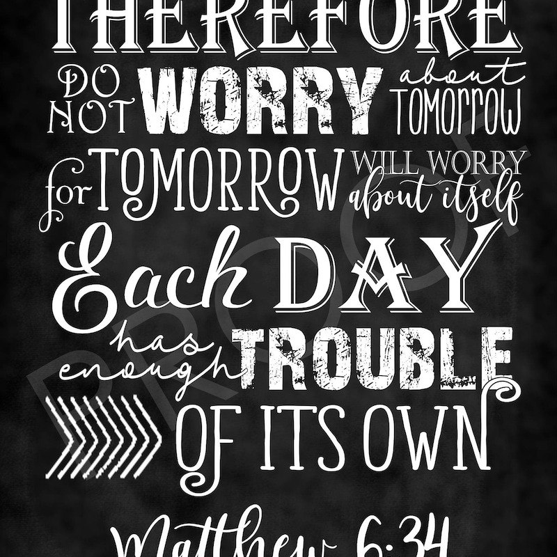 Matthew 6 34 Print - Etsy