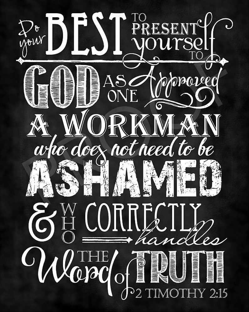 Scripture Art - 2 Timothy 2:15 ~ Chalkboard Style - Etsy