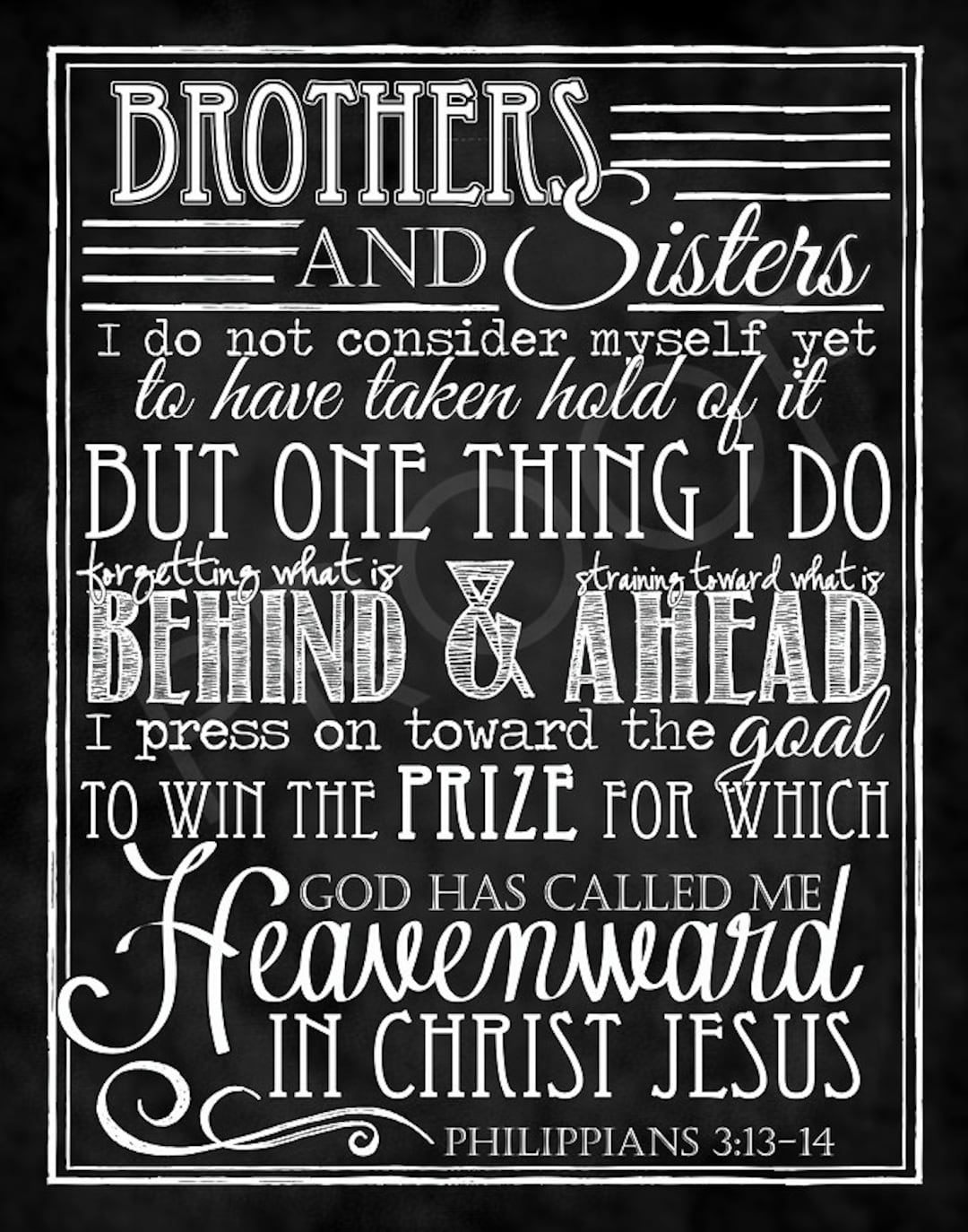 Scripture Art - Philippians 3:13-14 ~ Chalkboard Style - Etsy