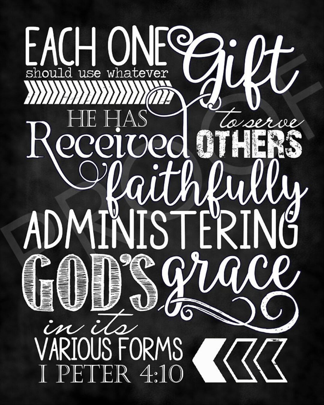 Scripture Art - I Peter 4:10 ~ Chalkboard Style - Etsy