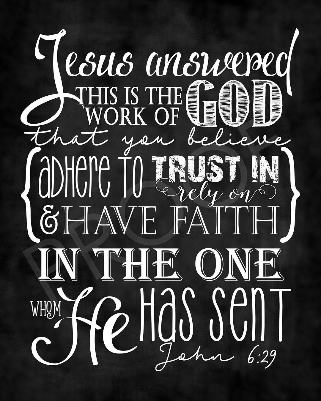 Scripture Art - John 6:29 Chalkboard Print - Etsy