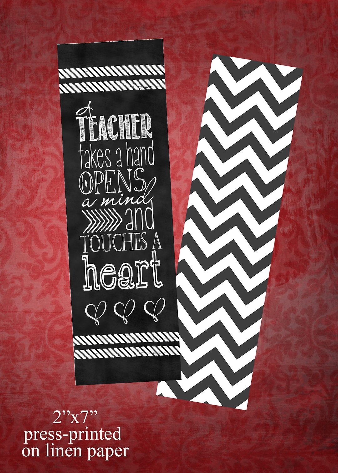 Set of 5 Bookmarks 2"x7" ~ Teacher Touch a Heart - Etsy