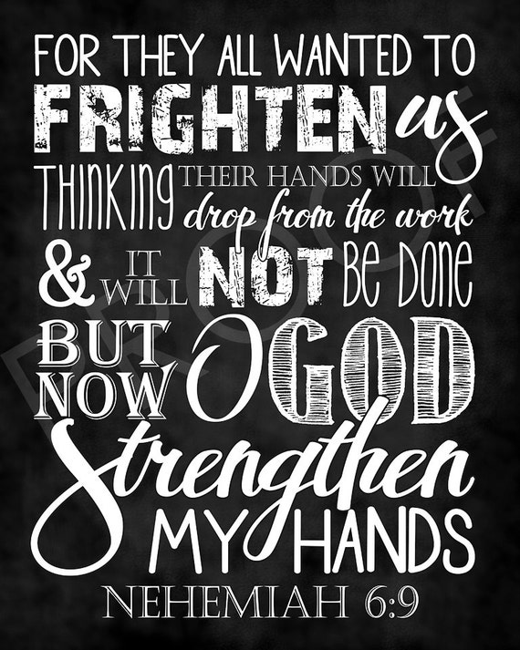 Scripture Art Nehemiah 6:9 Chalkboard Style | Etsy