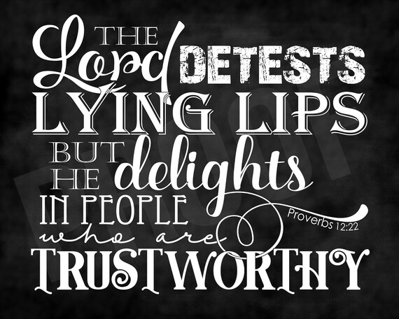 Scripture Art Proverbs 12:22 Chalkboard Style - Etsy