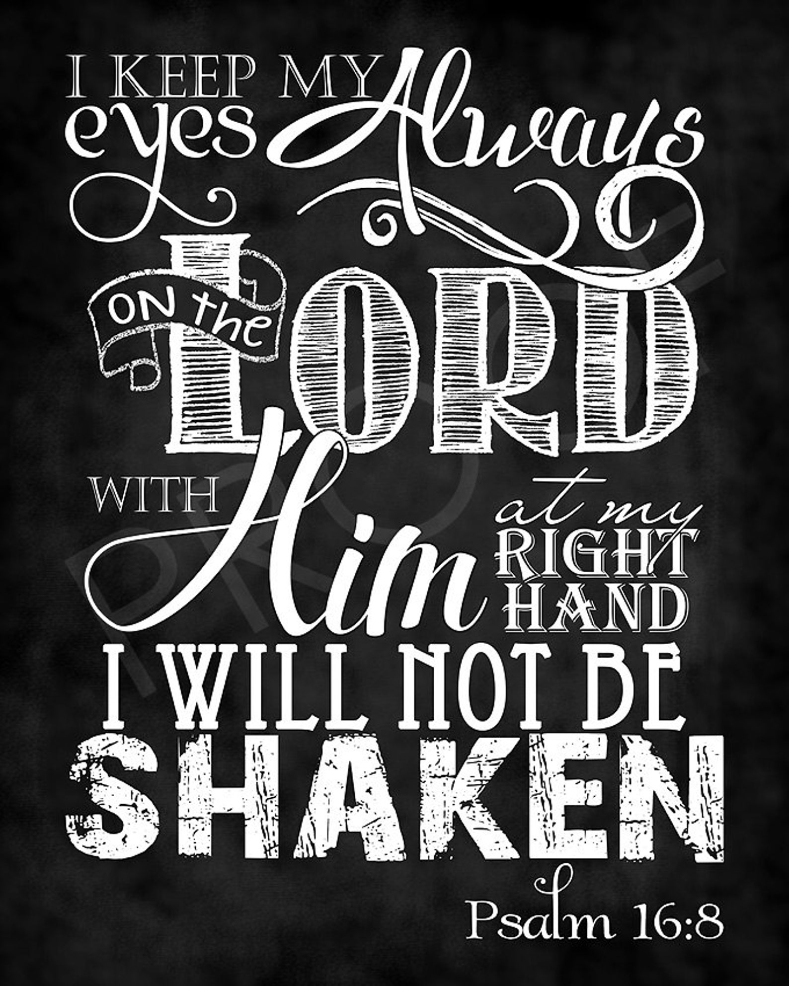 Scripture Art Psalm 16:8 Chalkboard Style - Etsy