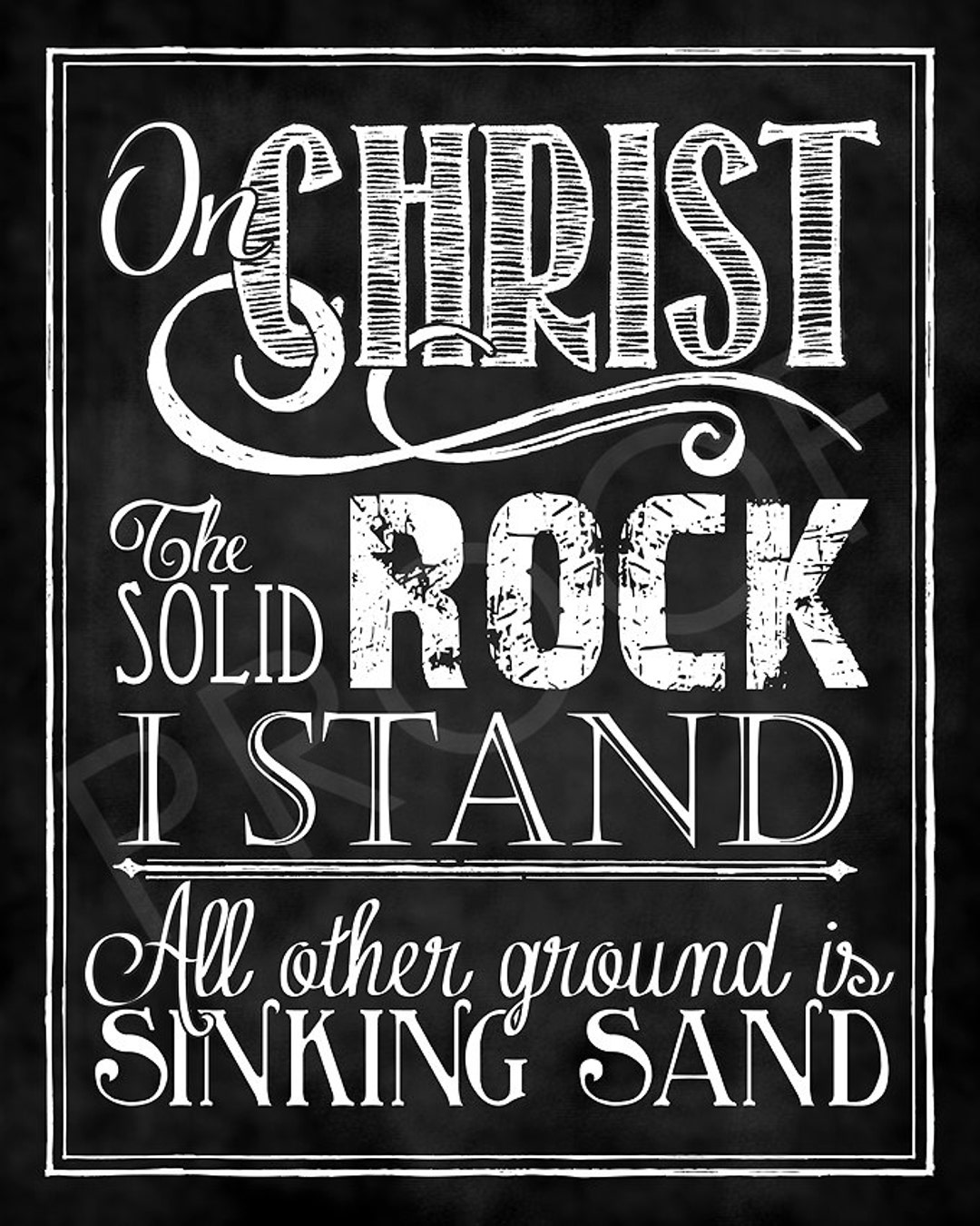 Hymn "on Christ the Solid Rock I Stand" Chalkboard Style - Etsy