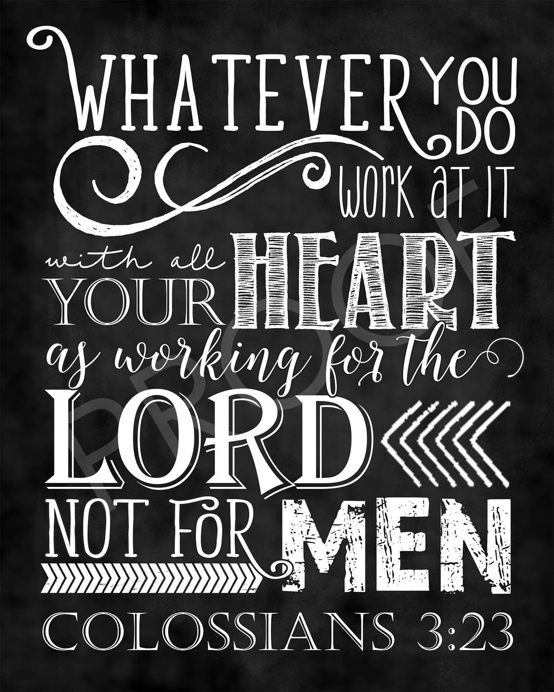 Scripture Art - Colossians 3:23 ~ Chalkboard Style - Etsy