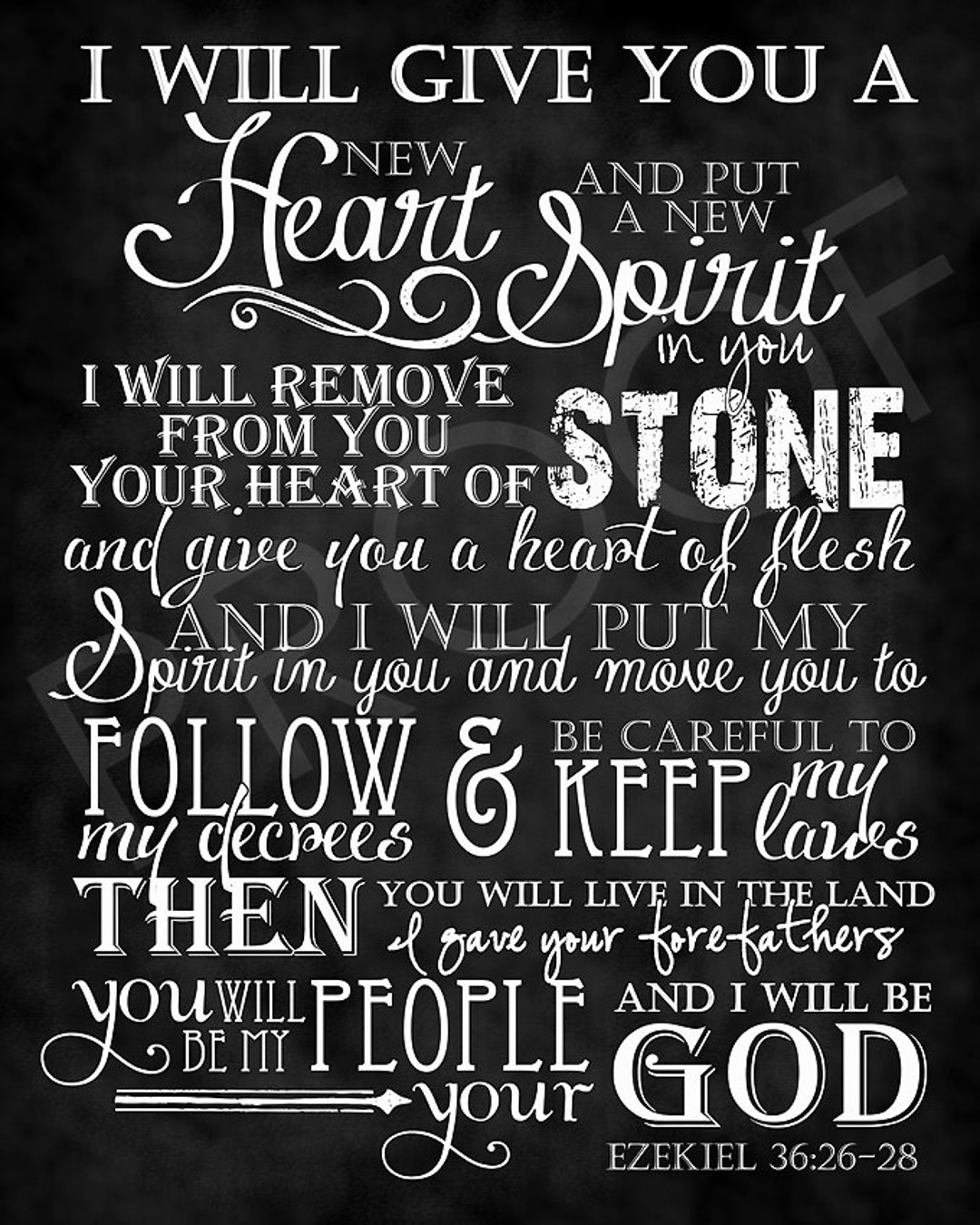 Scripture Art - Ezekiel 36:26-28 ~ Chalkboard Style - Etsy