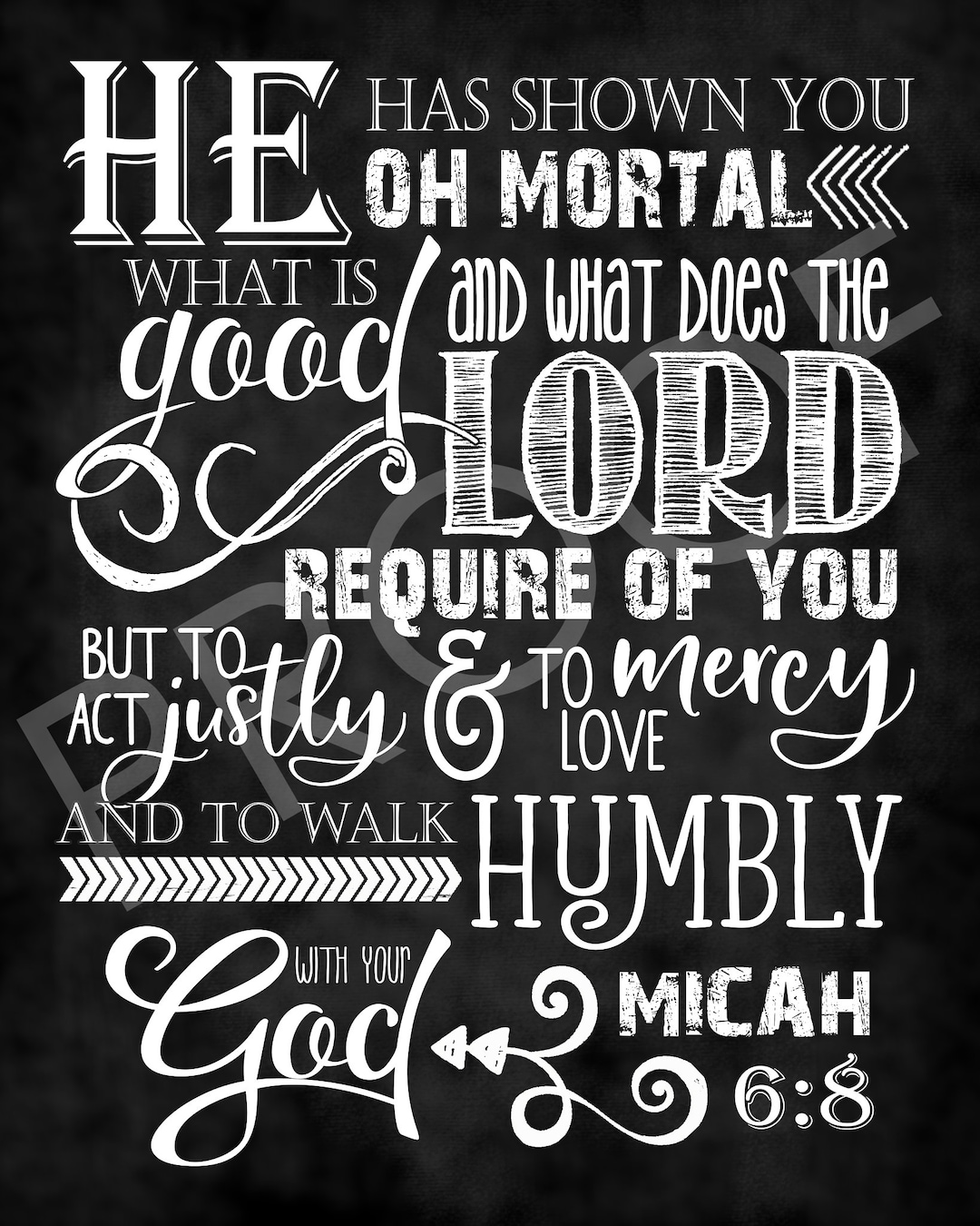 Scripture Art - Micah 6:8 ~ Chalkboard Style - Etsy