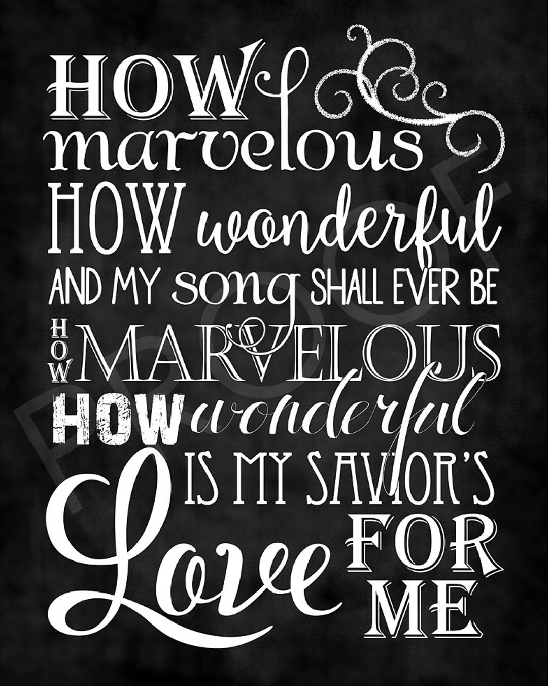 Chalkboard Style Art: Hymn "how Marvelous" - Etsy