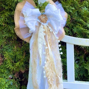 Rustic Wedding Bow, Country Cottage Bow, Shabby Wedding Decor, Burlap ...