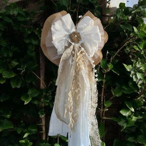 Rustic Wedding Bow, Country Cottage Bow, Shabby Wedding Decor, Burlap ...