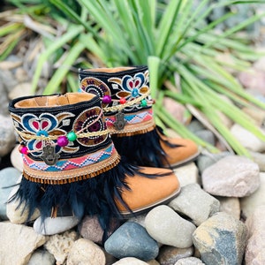 Black Feather Boot Cuff/ Wrap Boho Boot Cover Cowboy Boot Cover. - Etsy