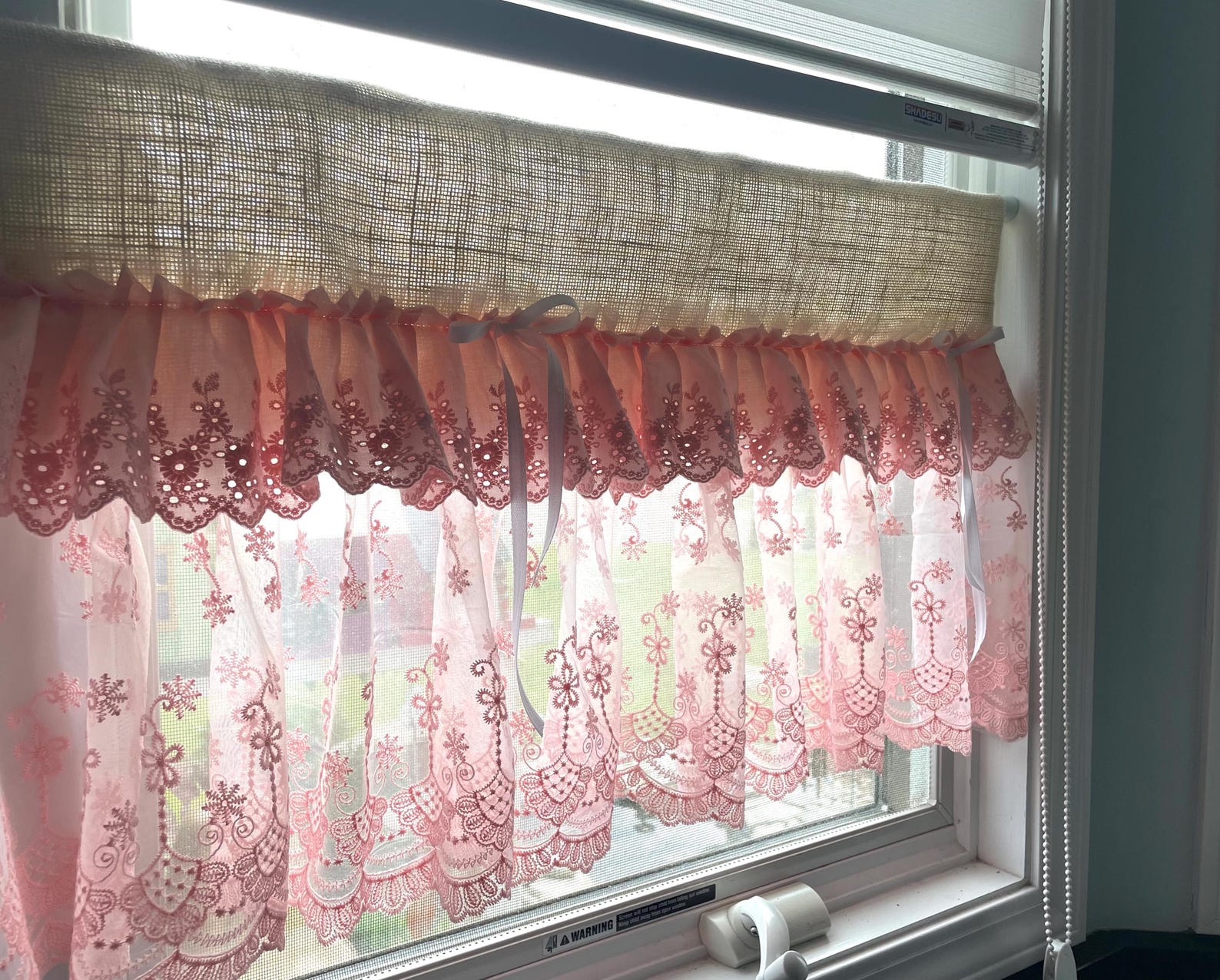 Pink Lace Fringe Window Valance: Shabby Chic Boho Curtain - Etsy