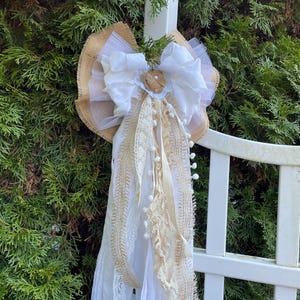 Rustic Wedding Bow, Country Cottage Bow, Shabby Wedding Decor, Burlap ...