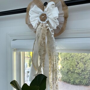 Rustic Wedding Bow, Country Cottage Bow, Shabby Wedding Decor, Burlap ...