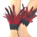 Red Feather Wrist Cuff Feather Bracelelt Feather Cuff Victorian ...