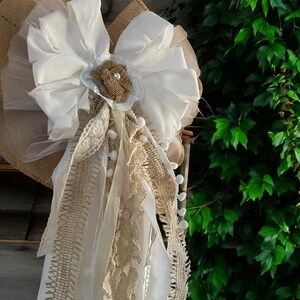 Rustic Wedding Bow, Country Cottage Bow, Shabby Wedding Decor, Burlap ...
