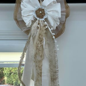 Rustic Wedding Bow, Country Cottage Bow, Shabby Wedding Decor, Burlap ...