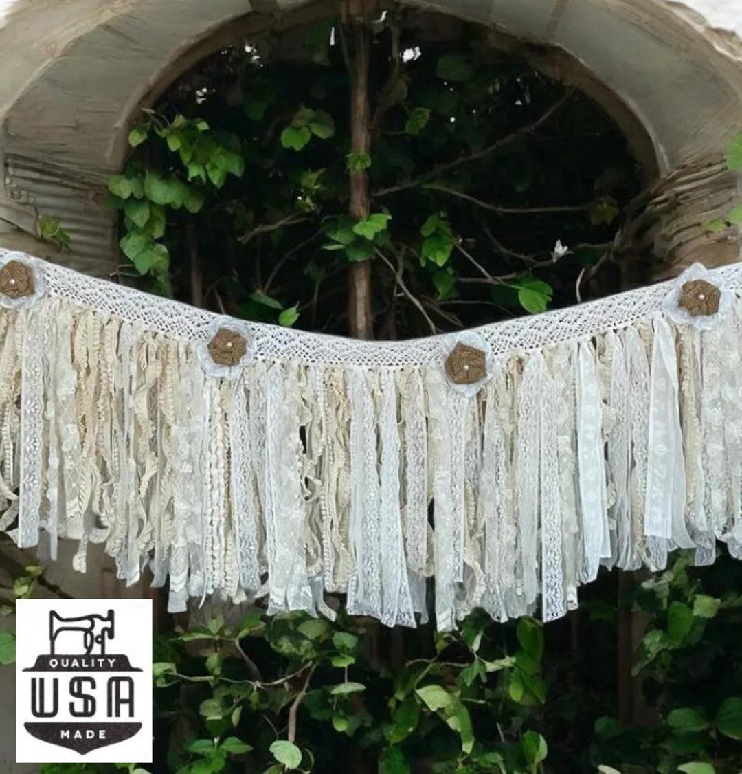 Ivory Fringe Valance Curtain Wedding Backdrop Lace Curtain Beige Ivory ...