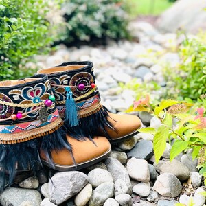 Black Feather Boot Cuff/ Wrap Boho Boot Cover Cowboy Boot Cover. - Etsy
