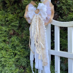 Rustic Wedding Bow, Country Cottage Bow, Shabby Wedding Decor, Burlap ...