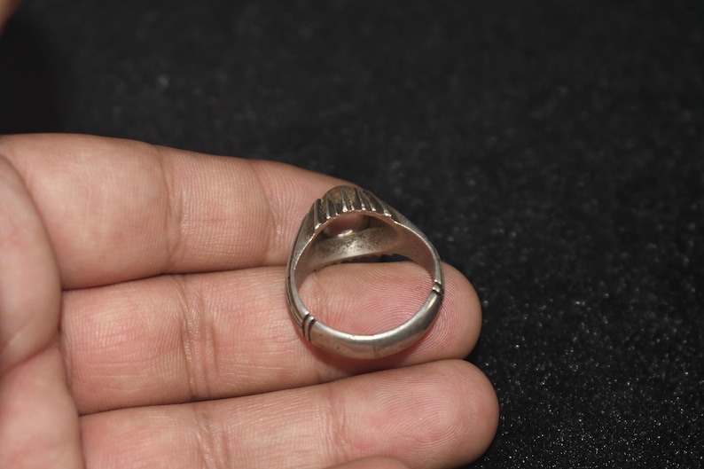 Antique Old Near Eastern Solid Silver Handmade Ring With Crystal Bezel ...