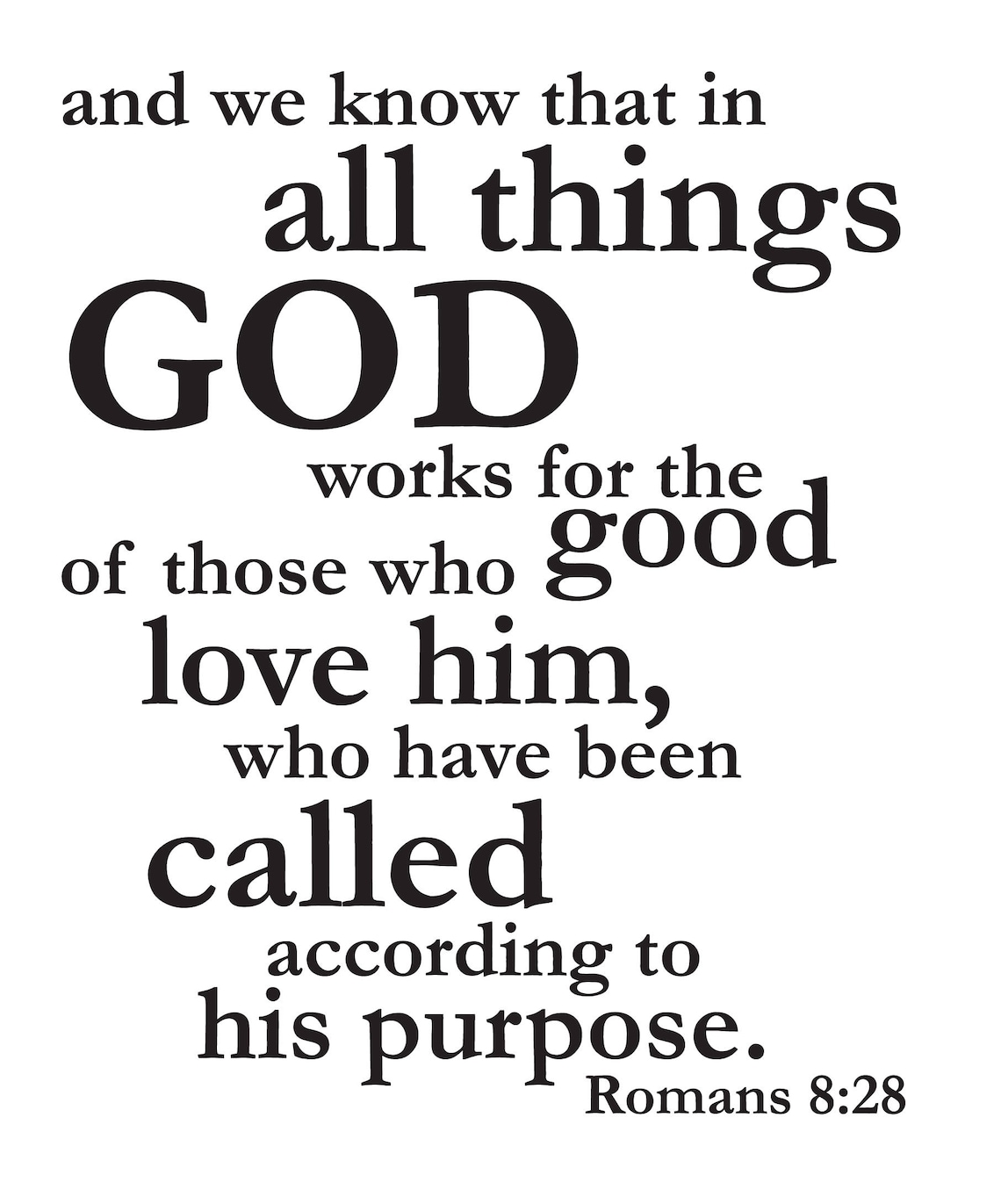 Vinyl Wall Art Decal | Romans 8:28 | "and We Know That in All Things ...