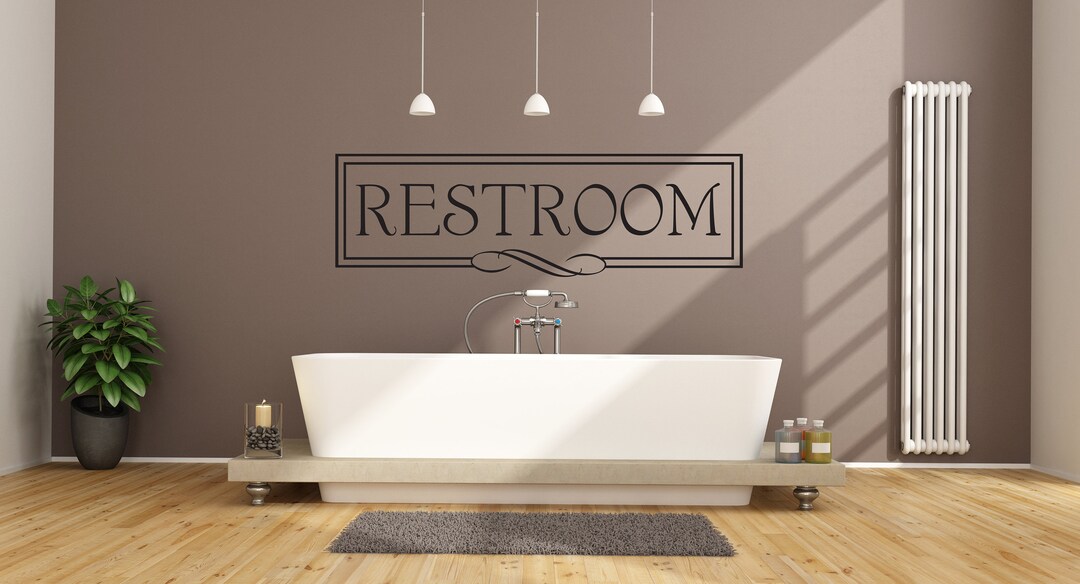 Vinyl Sign Decal | "restroom" | Restroom Sign ~ Bathroom Sign - Etsy