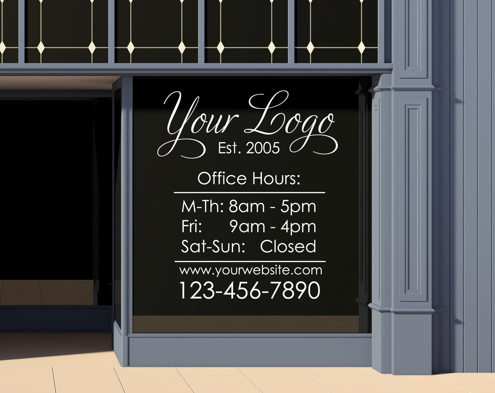 Custom Business Sign Vinyl Wall Window Store Logo Operation Hours ...