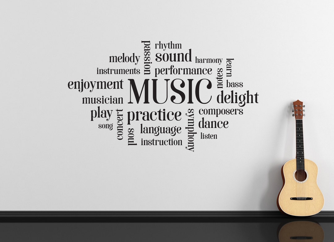 Vinyl Wall Art Decal | MUSIC Word Cloud | Classroom Music Room ...