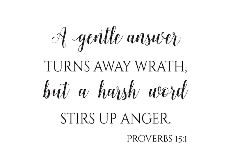 Vinyl Wall Art Decal Proverbs 15:1 a Gentle Answer - Etsy